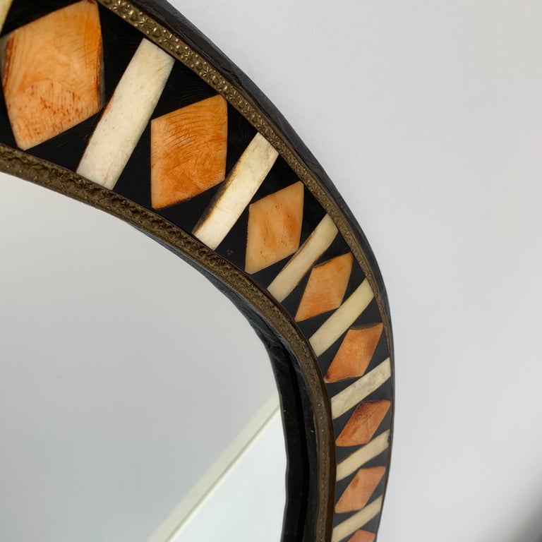 Mid-Century Modern Bone-Inlay Dome Shaped Floor Wall Mirror at 1stDibs ...