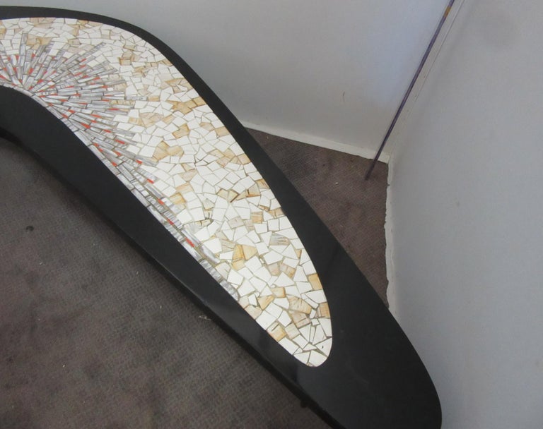Mid-Century Modern Boomerang Coffee Table with Mosaic Tile Top at 1stDibs