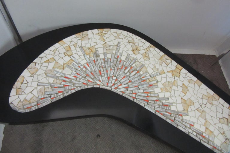 Mid-Century Modern Boomerang Coffee Table with Mosaic Tile Top at 1stDibs