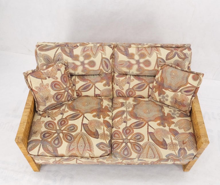 Mid-Century Modern Box Shape Rattan Cane Bamboo Loveseat Sofa Settee ...