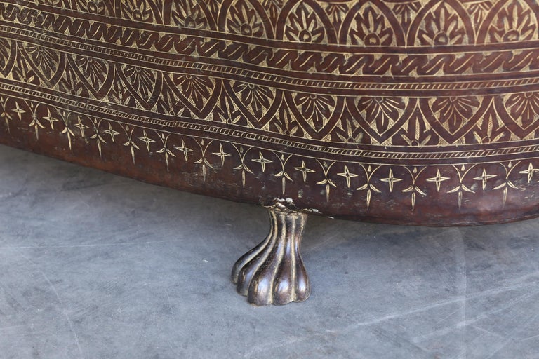 Mid-Century Modern Brass and Copper Alloy Hand Hammered Ornate Bath Tub ...