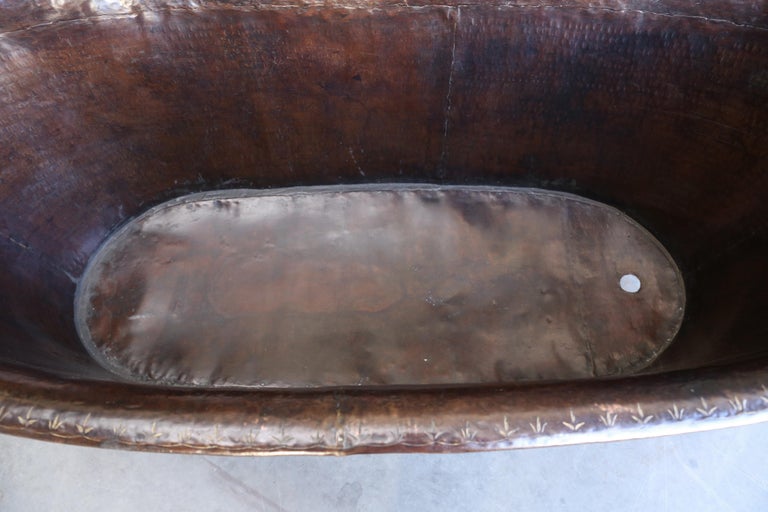 Mid-Century Modern Brass and Copper Alloy Hand Hammered Ornate Bath Tub ...