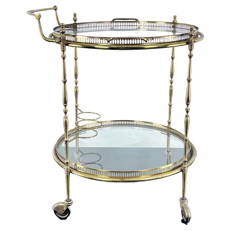 Mid-Century Modern Brass and Glass Bar Service Cart by Cesare Lacca ...