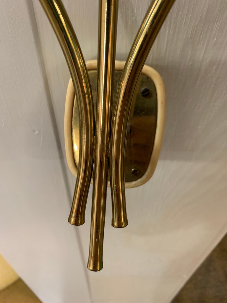 Mid-Century Modern Brass and Glass Floral Wall Sconce Light For Sale at ...