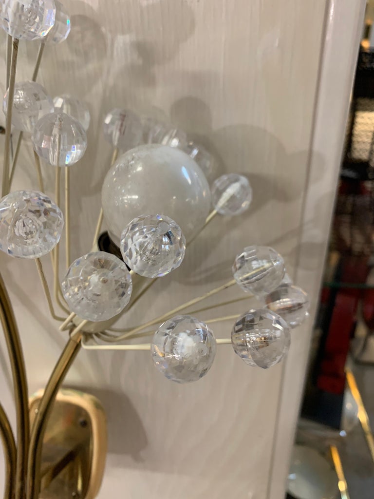 Mid-Century Modern Brass and Glass Floral Wall Sconce Light For Sale at ...