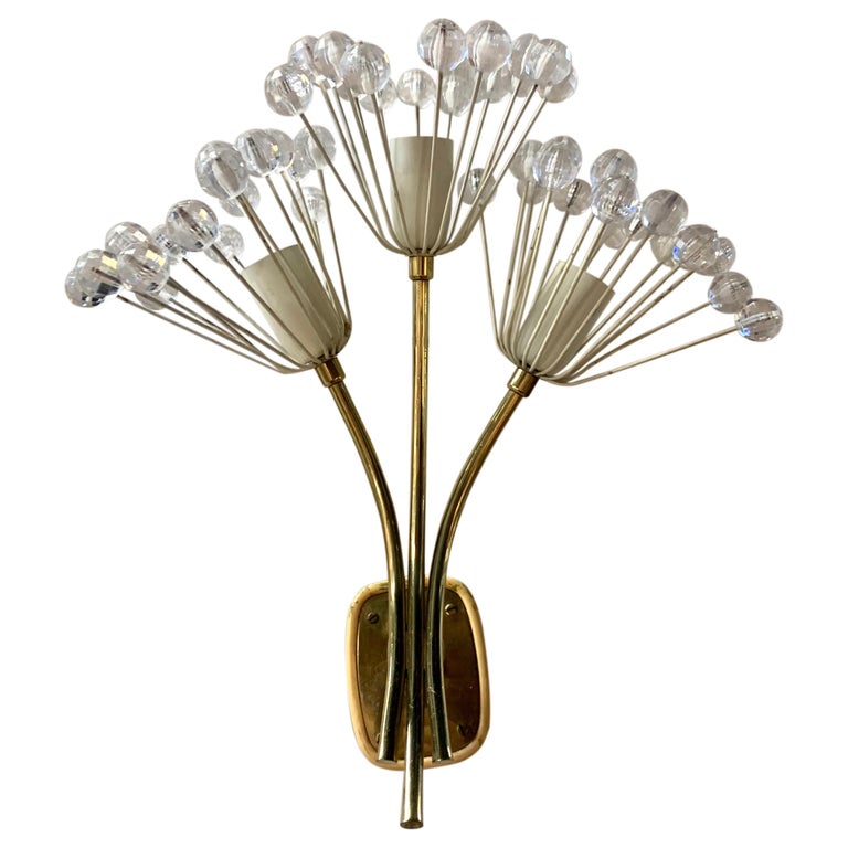 Mid-Century Modern Brass and Glass Floral Wall Sconce Light For Sale at ...