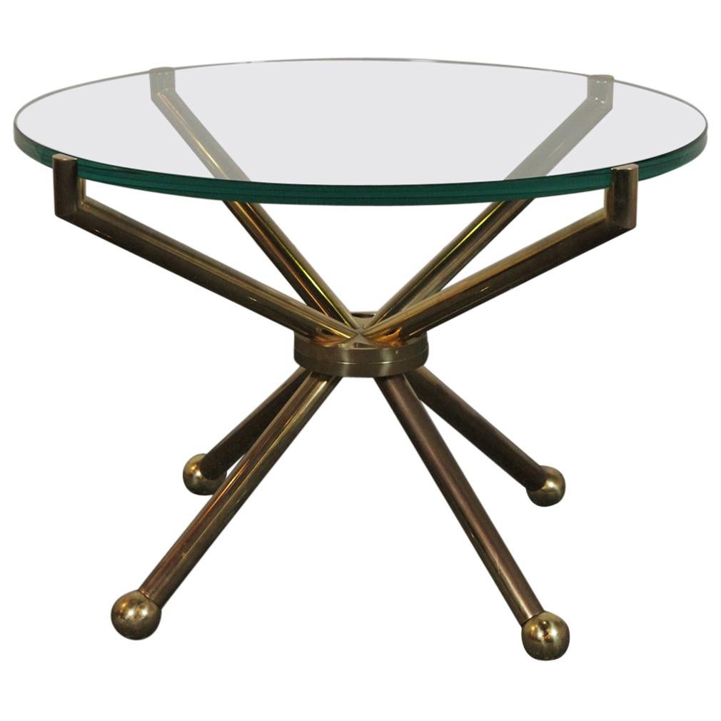 Mid-Century Modern Brass and Glass Low Table For Sale at 1stDibs