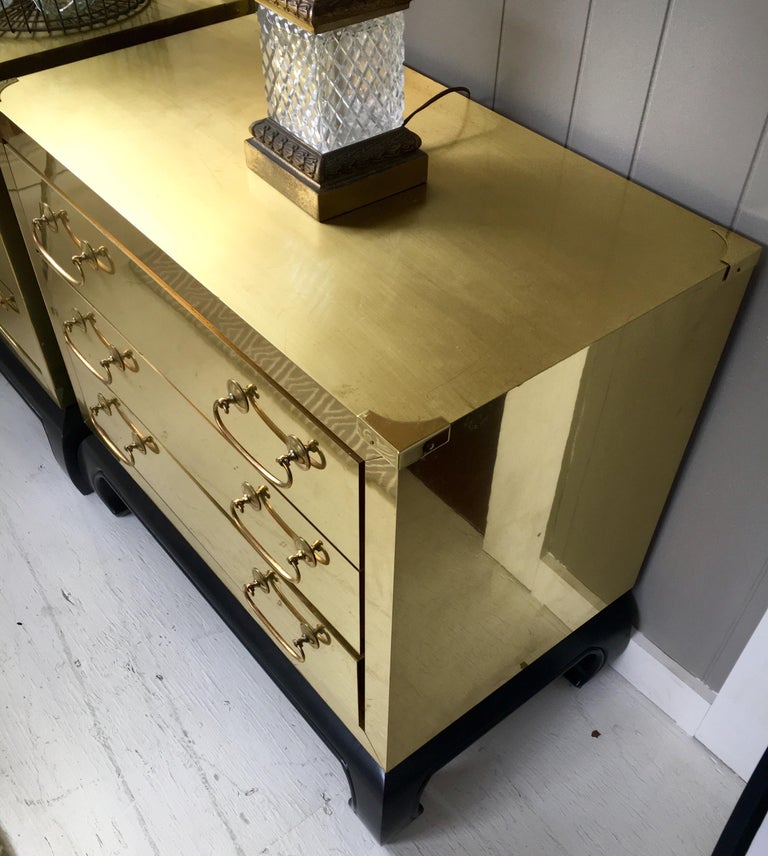 Mid-Century Modern Brass and Lacquer Wood Campaign Chest For Sale at ...