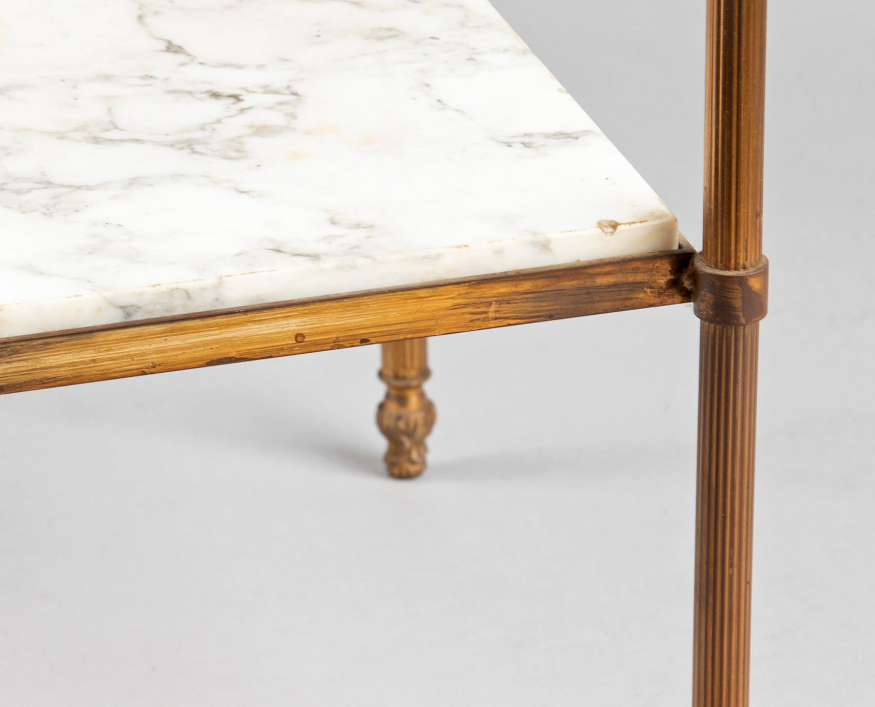 Mid-Century Modern Brass and Marble Sidetable at 1stDibs