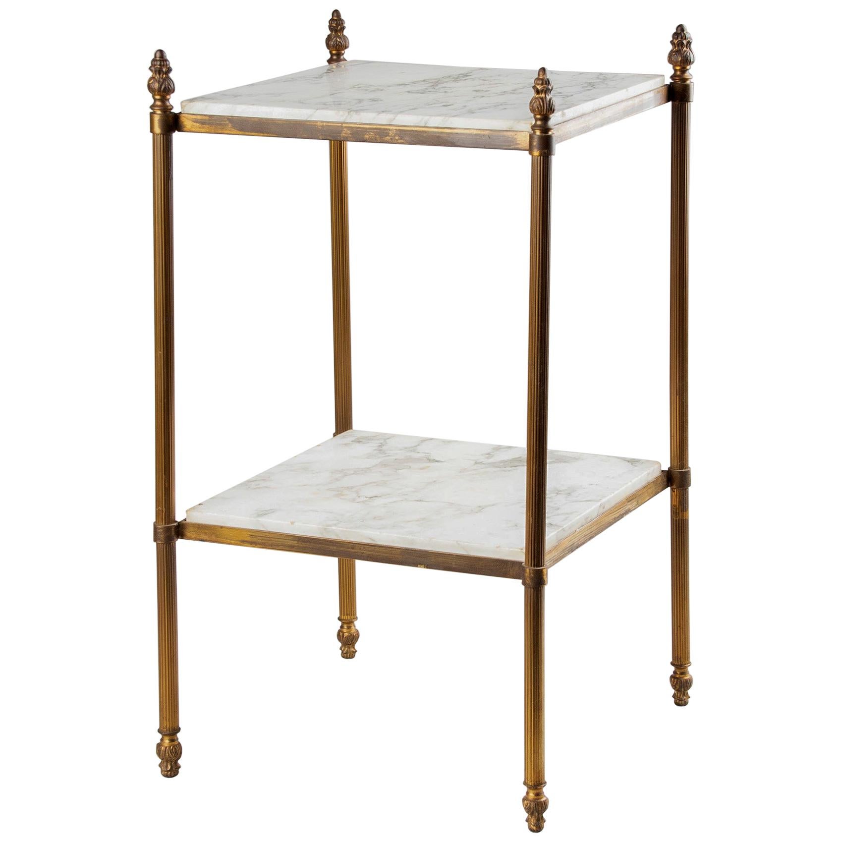 Mid-Century Modern Brass and Marble Sidetable at 1stDibs