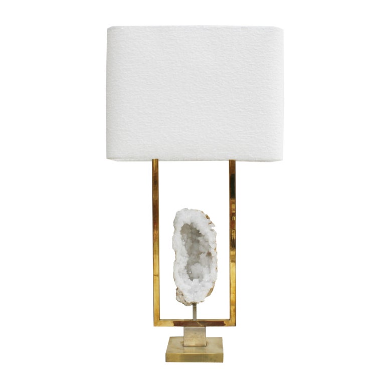 Mid-Century Modern Brass and Natural Stone French Table Lamp, 1970 at ...