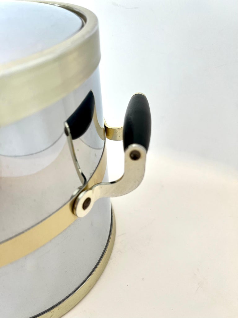 Mid-Century Modern Brass and Polished Chrome Ice Bucket For Sale at 1stDibs