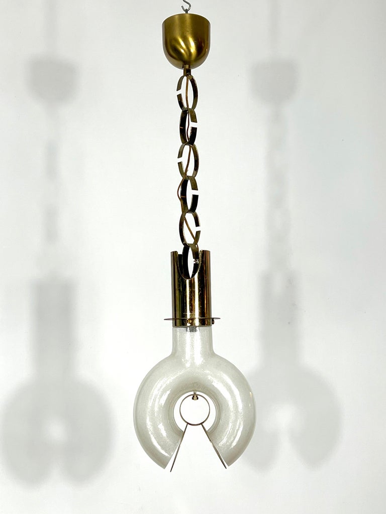 Mid-Century Modern Brass and Pulegoso Chandelier by Carlo Nason For ...