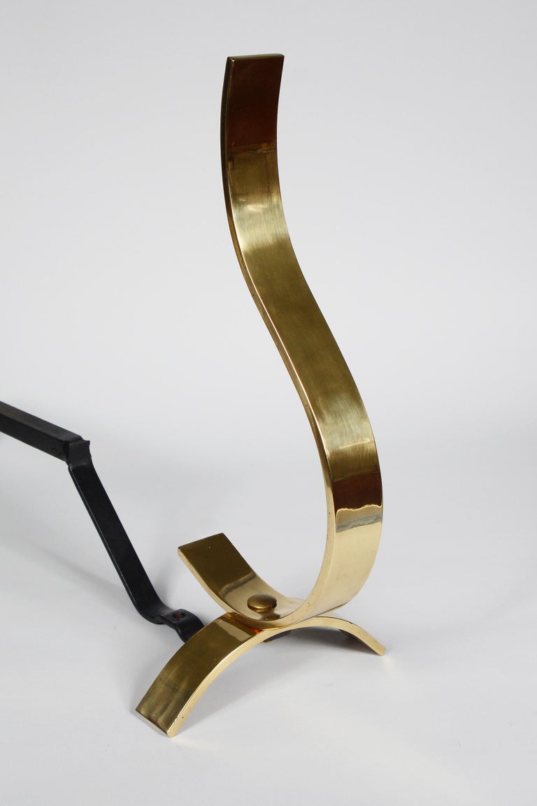 Mid-Century Modern Brass Andirons at 1stDibs