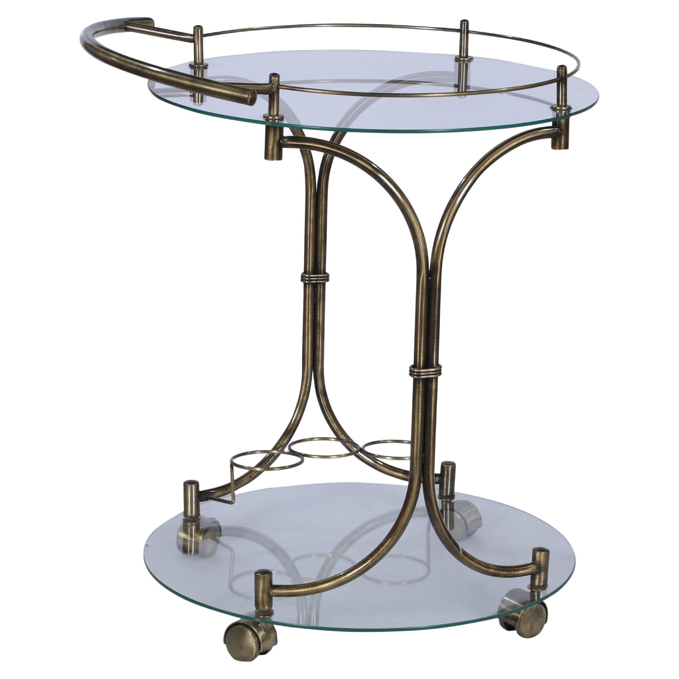 Mid-Century Modern Brass Bar Cart For Sale at 1stDibs