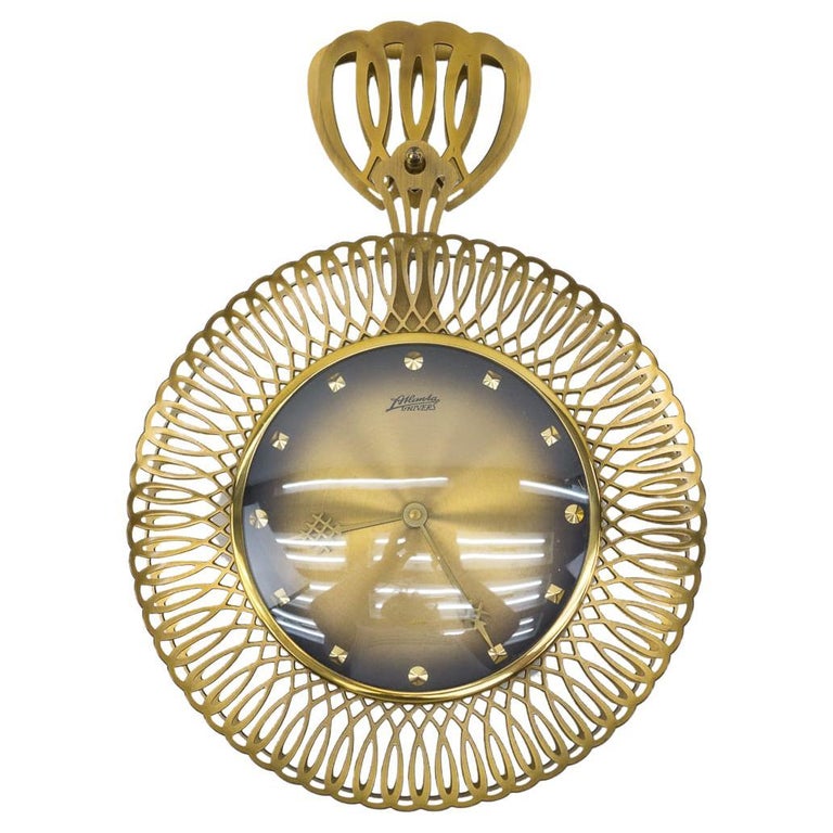 Mid-Century Modern Brass Double Frame Wall Clock by Atlanta Univers ...