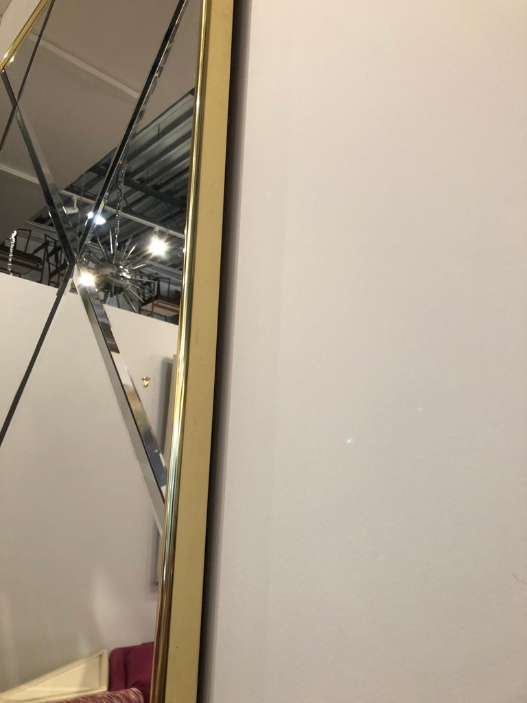 Brass Frame with a Harlequin Pattern Beveled Glass Wall Mirror For Sale ...