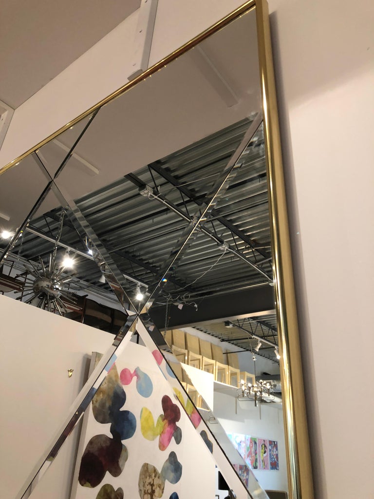 Brass Frame with a Harlequin Pattern Beveled Glass Wall Mirror For Sale ...