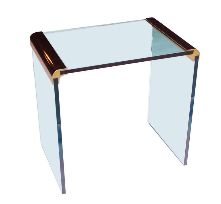 Mid-Century Modern Brass and Glass Pair of End Tables by Leon Rosen for ...