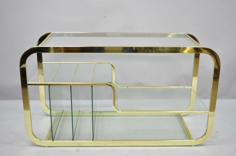 Mid-Century Modern Brass and Glass Server Table Record Console after ...