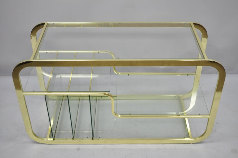 Mid-Century Modern Brass and Glass Server Table Record Console after ...