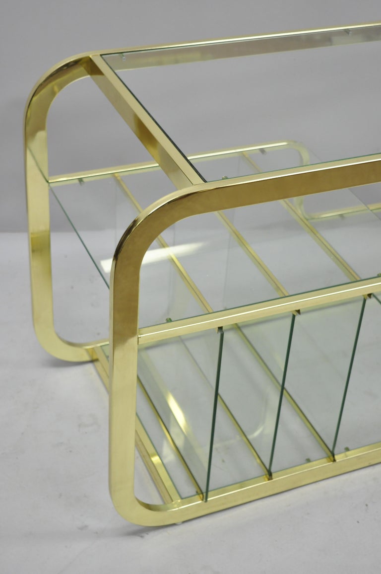 Mid-Century Modern Brass and Glass Server Table Record Console after ...
