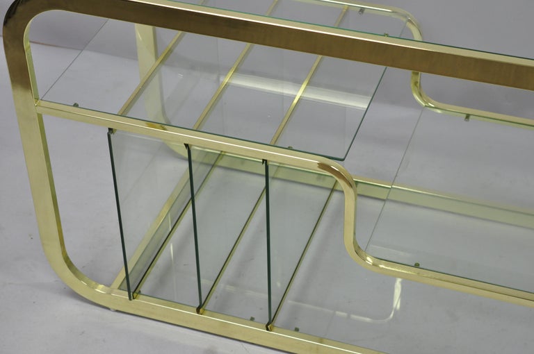 Mid-Century Modern Brass and Glass Server Table Record Console after ...