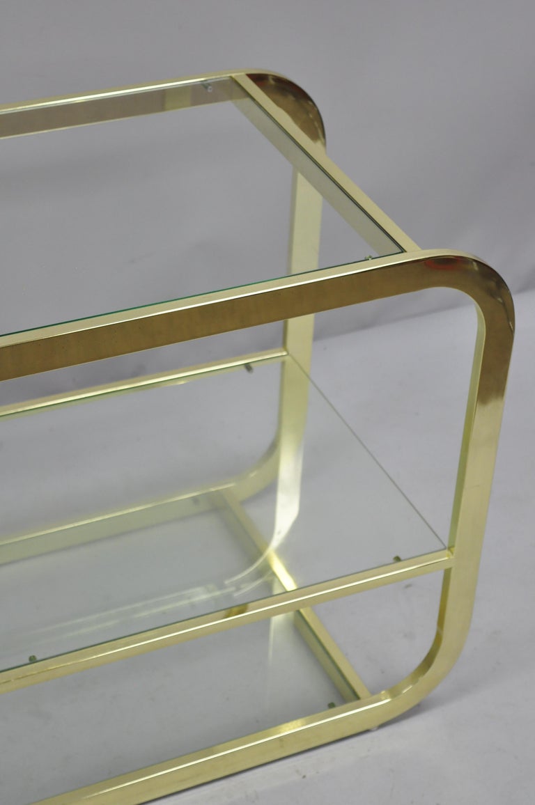 Mid-Century Modern Brass and Glass Server Table Record Console after ...