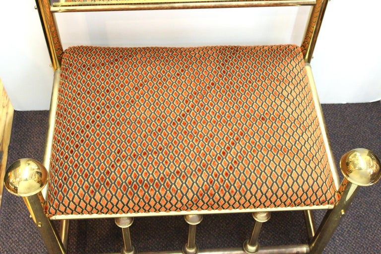 Mid-Century Modern Brass Hall Tree With Upholstered Bench at 1stDibs