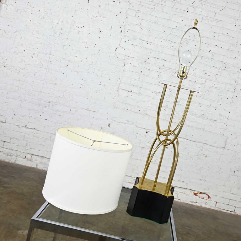 Mid-Century Modern Brass Looped Tube Table Lamp with Shade For Sale at ...