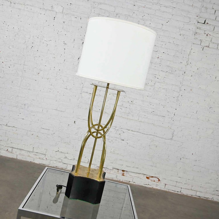 Mid-Century Modern Brass Looped Tube Table Lamp with Shade For Sale at ...