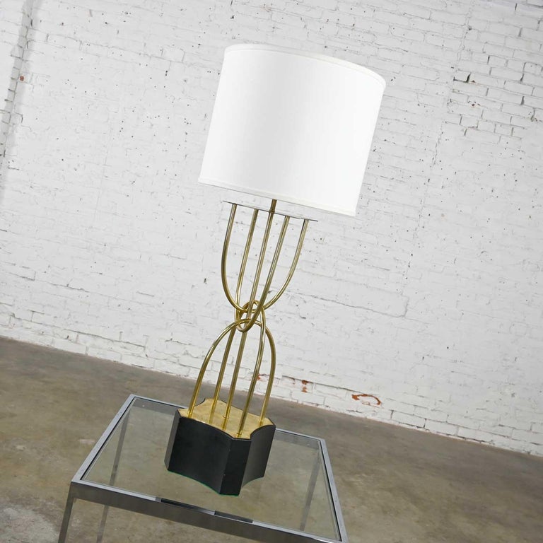 Mid-Century Modern Brass Looped Tube Table Lamp with Shade For Sale at ...