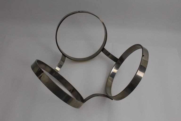 Space Age Brassed Metal Vintage Coffee Table Sofa Table Three Rings ...