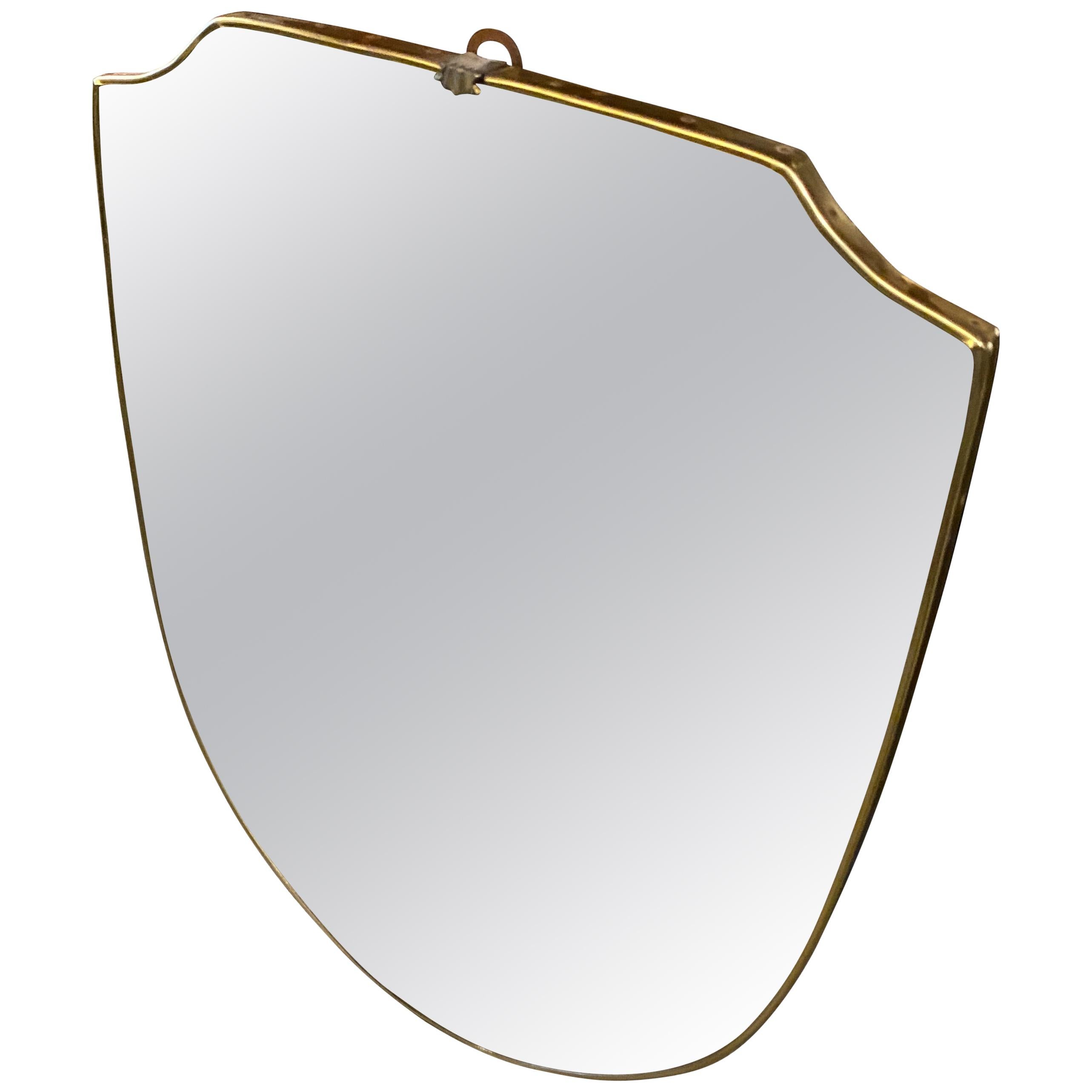 Mid-Century Modern Brass Shield Wall Mirror in the Manner of Gio Ponti ...