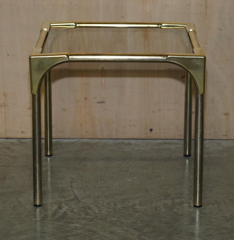 Mid-Century Modern Brass and Smoked Glass Coffee Table and Pair of Side ...
