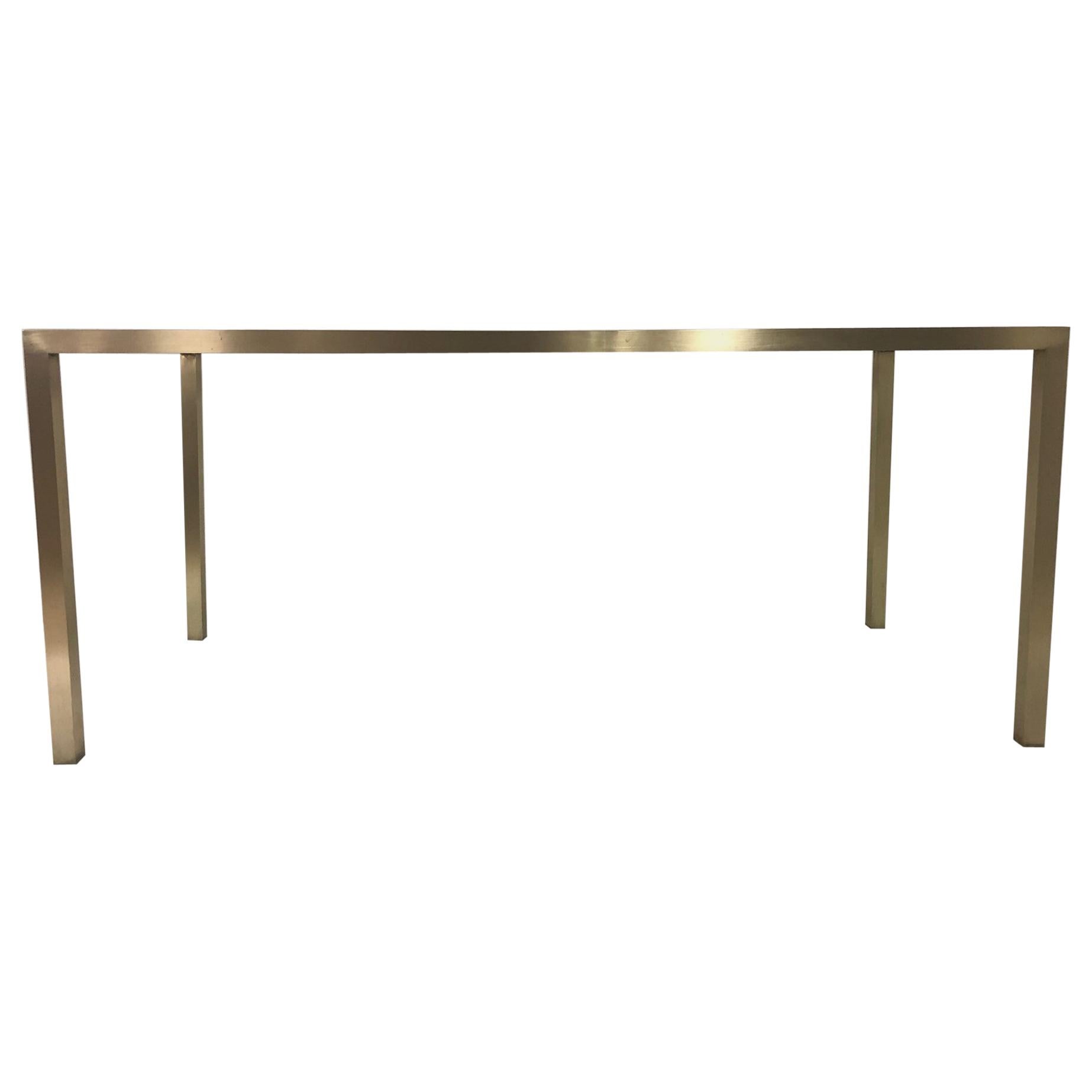 Mid Century Lucite Brass and Chrome Glass Top Dining Table at 1stDibs