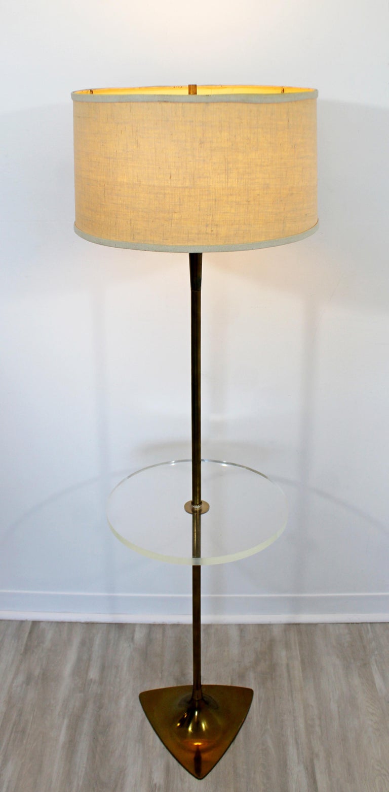 Mid-Century Modern Brass Triangle Floor Lamp with Lucite Table 1960s ...