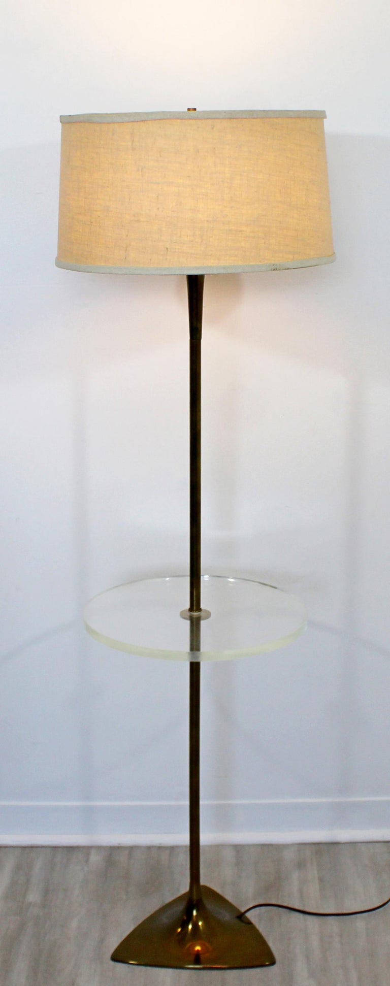 Mid-Century Modern Brass Triangle Floor Lamp with Lucite Table 1960s ...