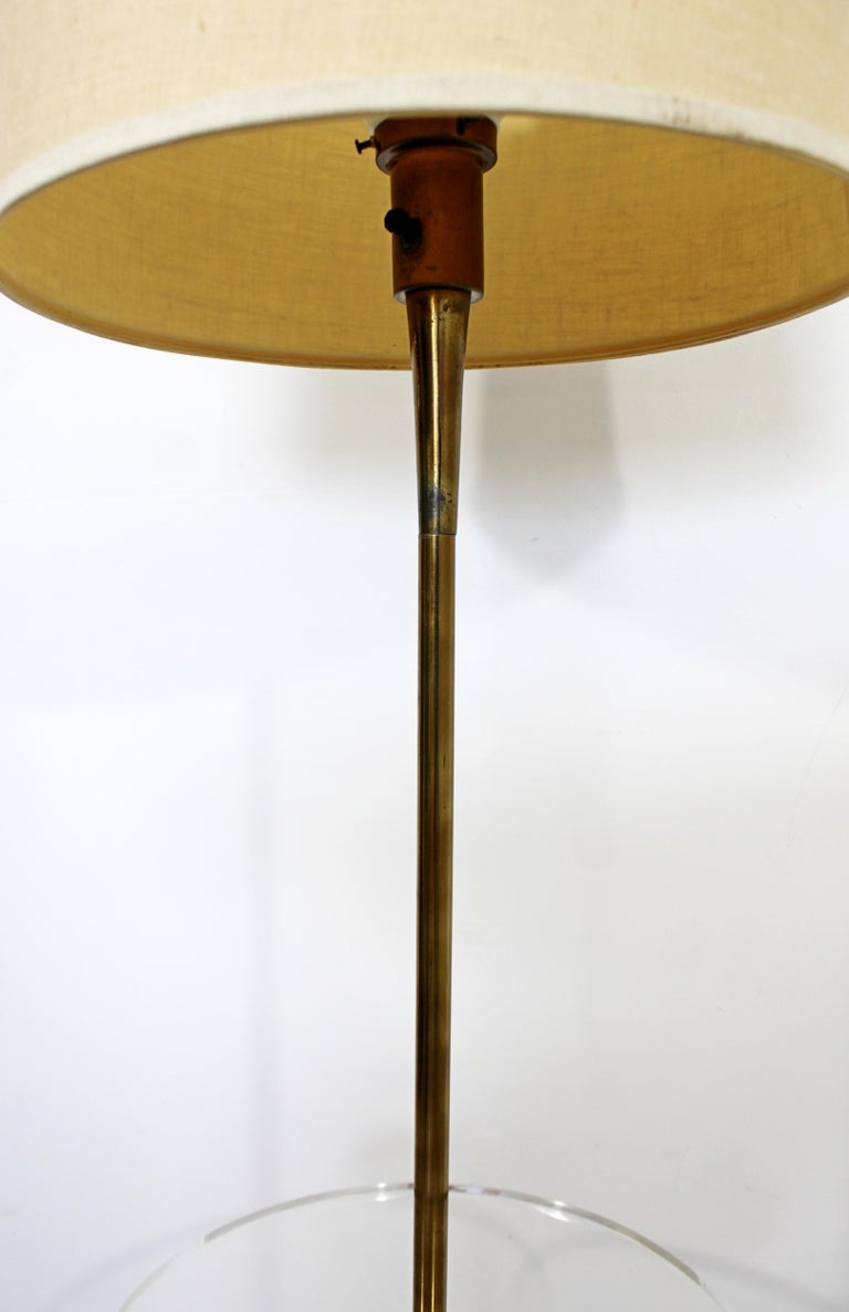 Mid-Century Modern Brass Triangle Floor Lamp with Lucite Table 1960s ...