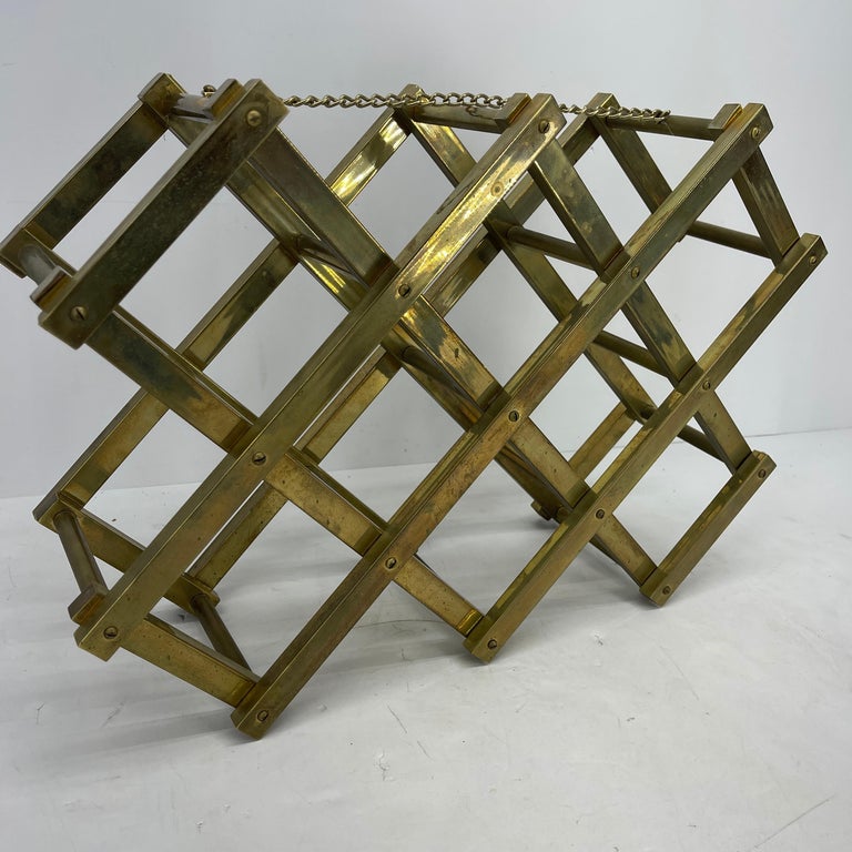Mid-Century Modern Brass Wine Rack For Sale at 1stDibs