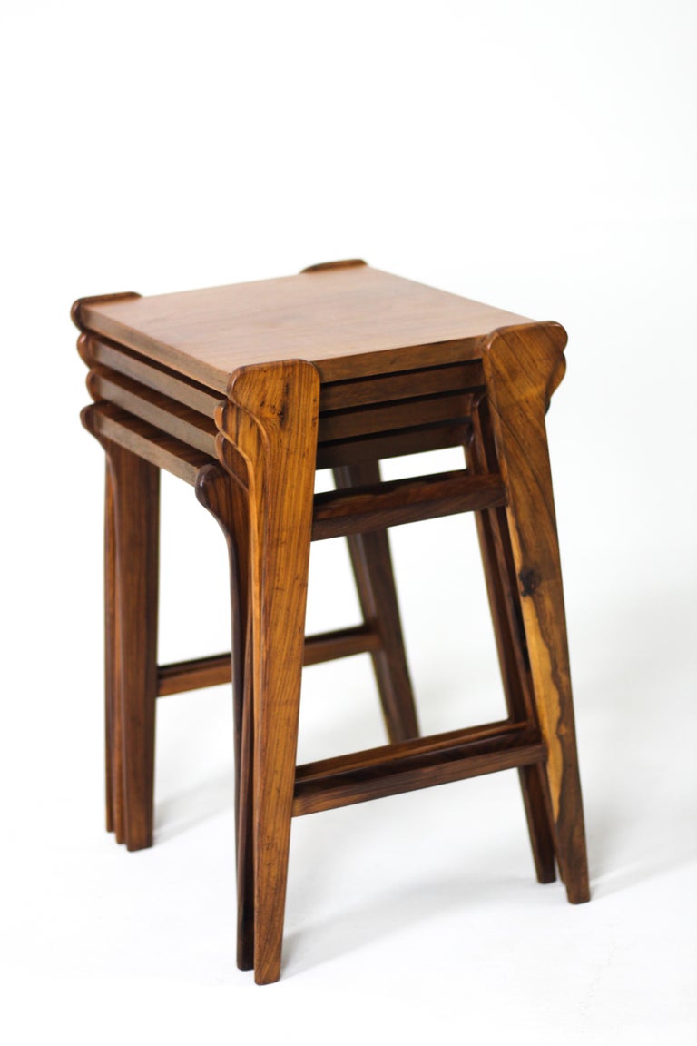 Mid-Century Modern Brazilian Wood Nesting Side Tables, 1950s at 1stDibs