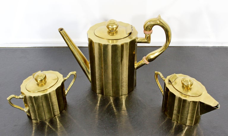 Mid-Century Modern Bronze Brass Coffee Tea Set Attr. J. Jiminez Made in ...
