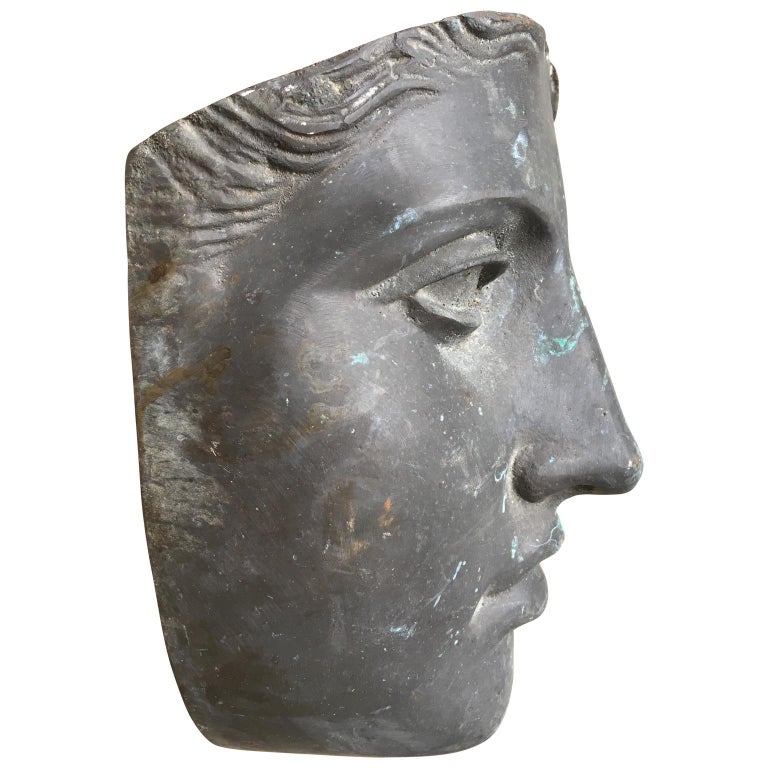 Mid-Century Modern Bronze Face Female Mask Sculpture at 1stDibs