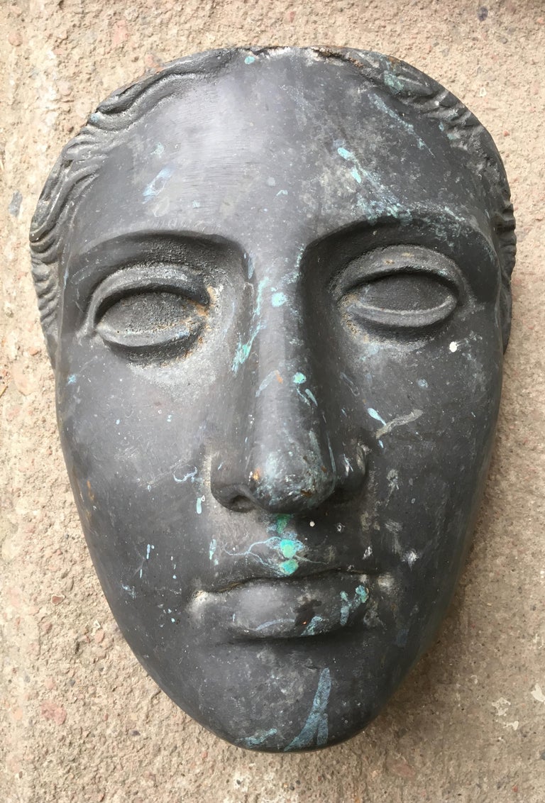 Mid-Century Modern Bronze Face Female Mask Sculpture at 1stDibs