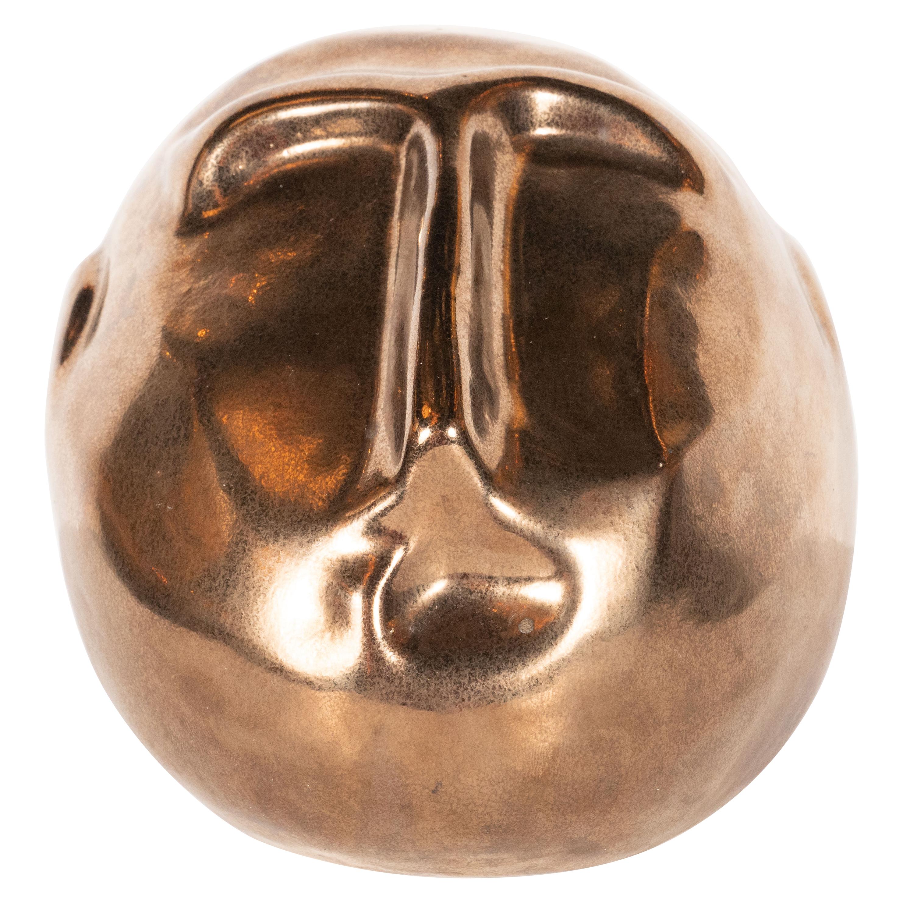 Mid-Century Modern Bronze Glazed Ceramic Head by Jaru at 1stDibs