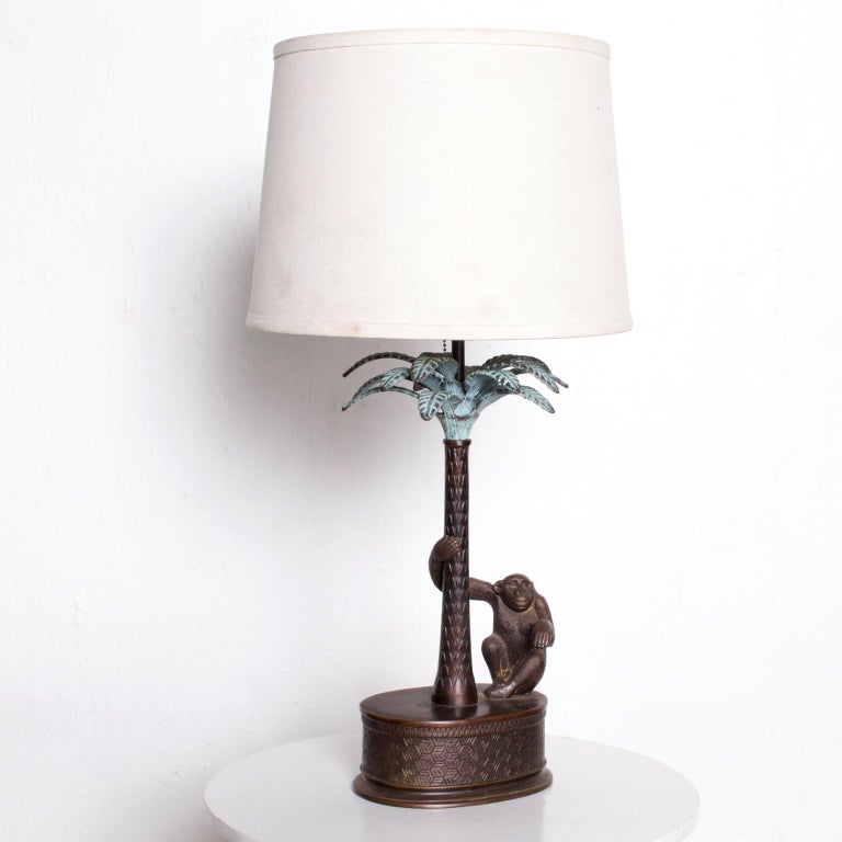 Mid-Century Modern Bronze Monkey Palm Table Lamp Maitland Smith For ...