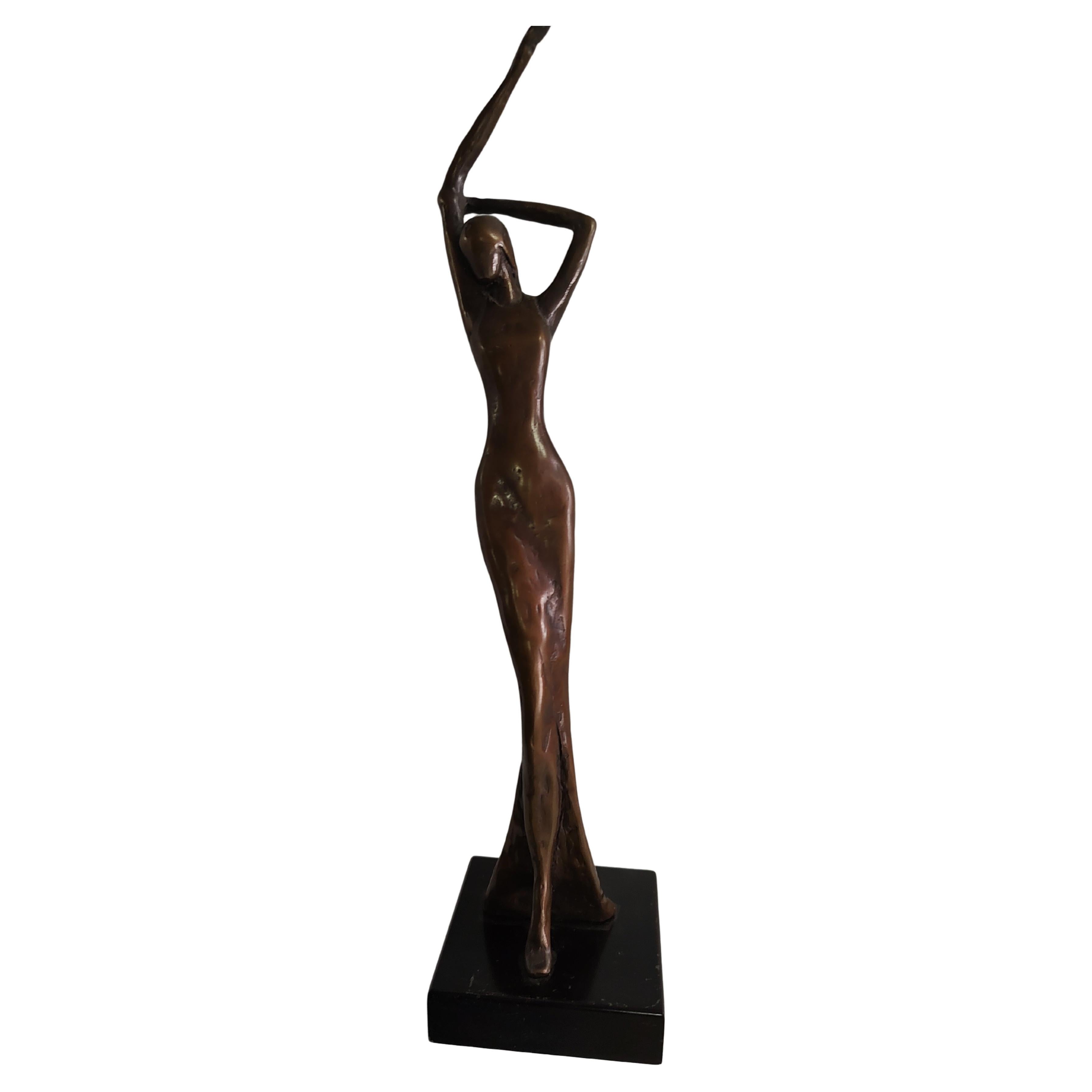 Modern Abstract Cast Bronze Female Sculpture For Sale at 1stDibs