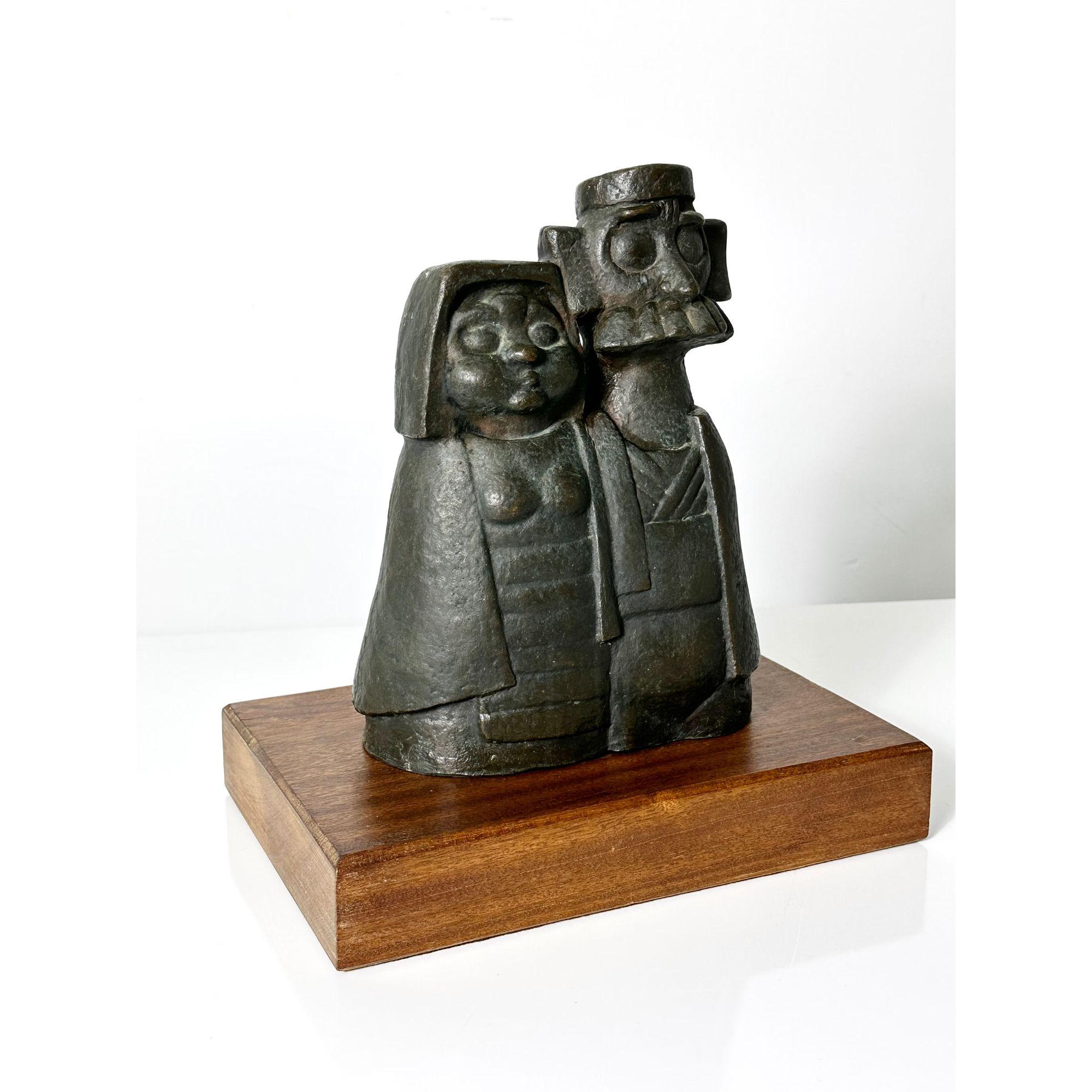 Mid Century Modern Bronze Sculpture of Two Figures by Jovan Obican ...