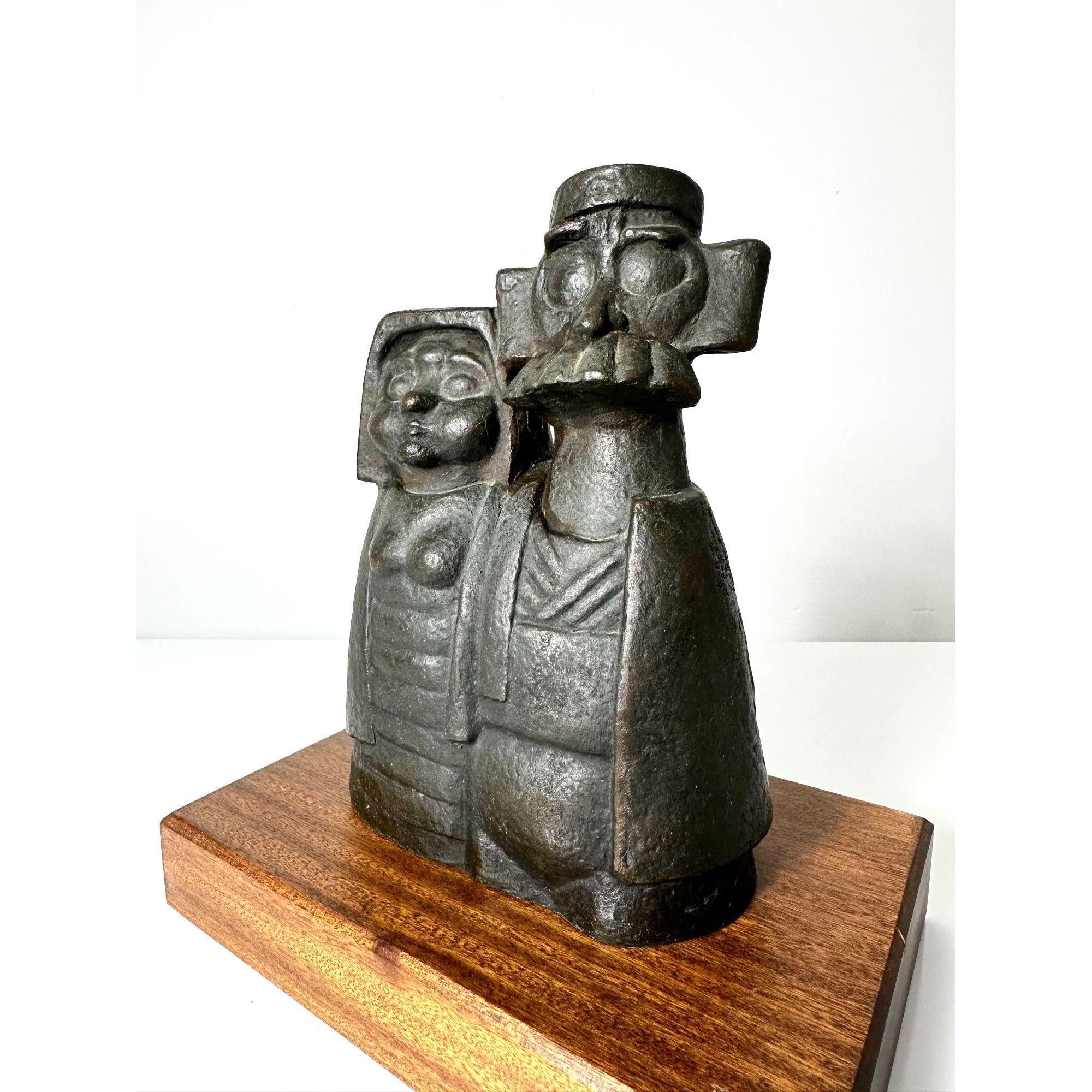 Mid Century Modern Bronze Sculpture of Two Figures by Jovan Obican ...