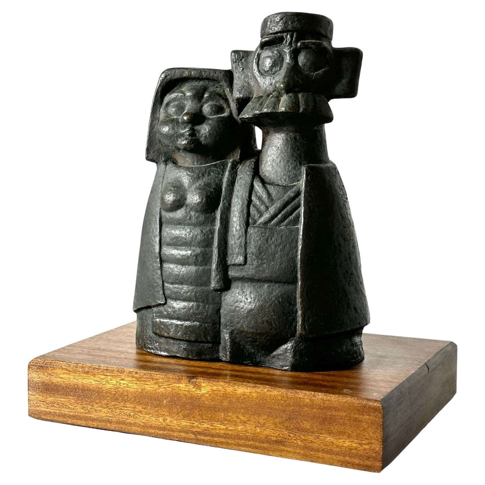 Mid Century Modern Bronze Sculpture of Two Figures by Jovan Obican ...